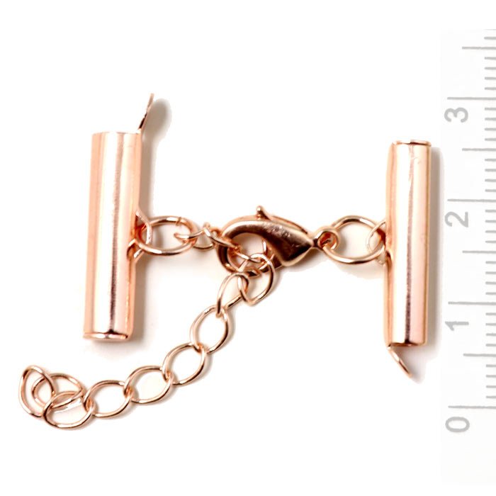 Complete end piece set with clasp for woven bracelets, rose, brass ...