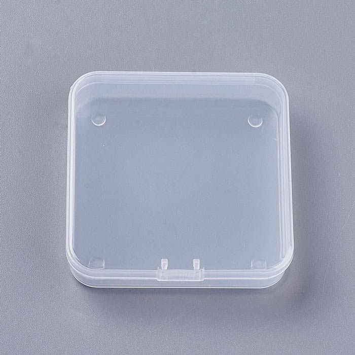 Small clear plastic box with flip lid, 1 compartment, 7x7x1.7 cm, 4 piece